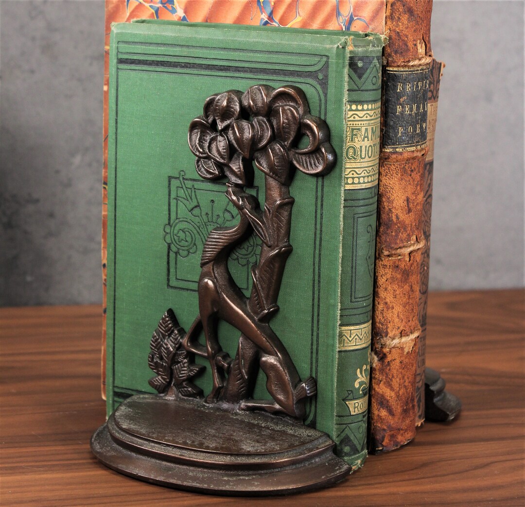 Hubley Manufacturing Bookends Pattern 410 Deer and Palm Tree Antique - Etsy