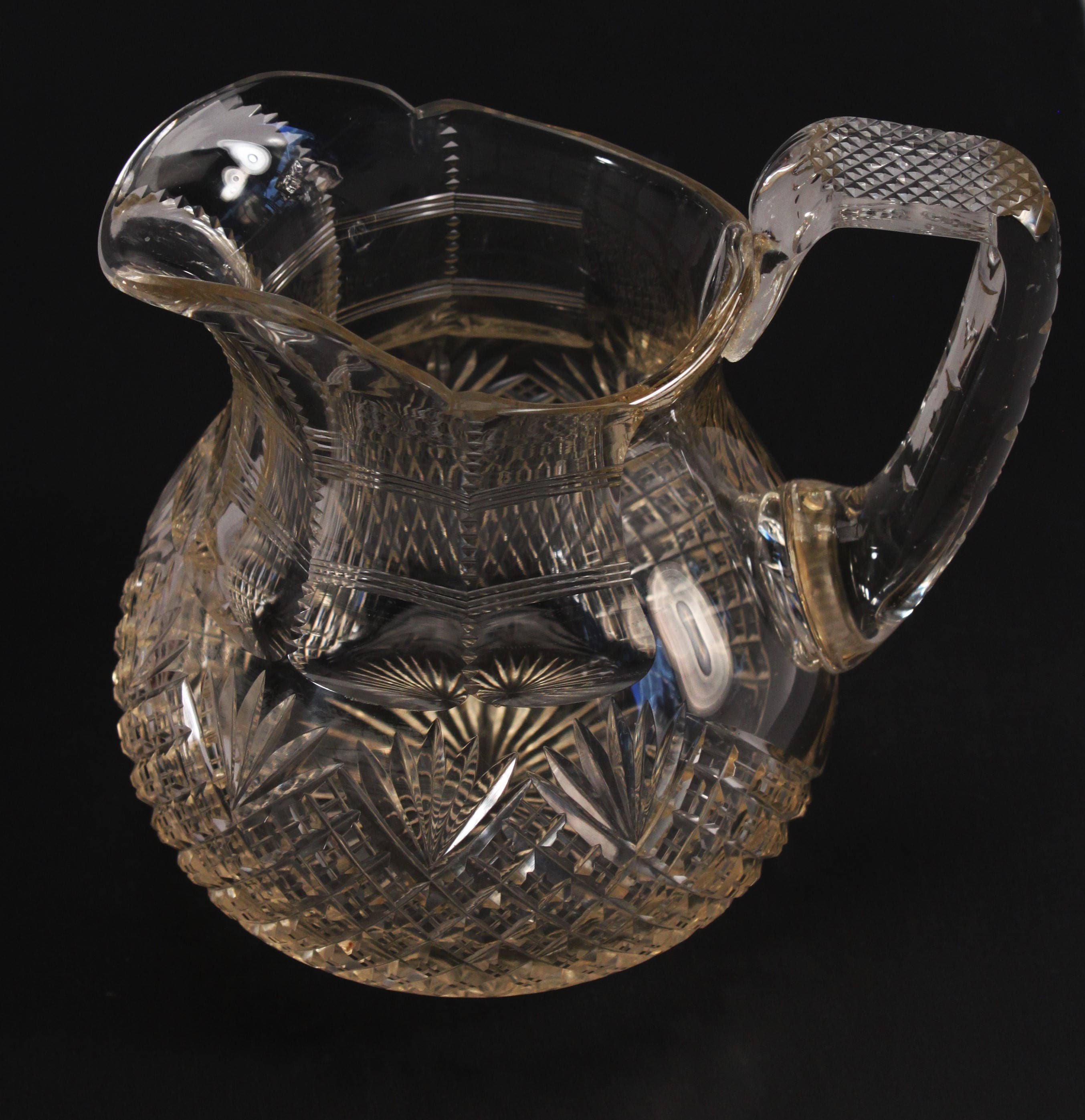 ABP Cut Crystal Pitcher Strawberry Diamond and Fan Pattern | Etsy