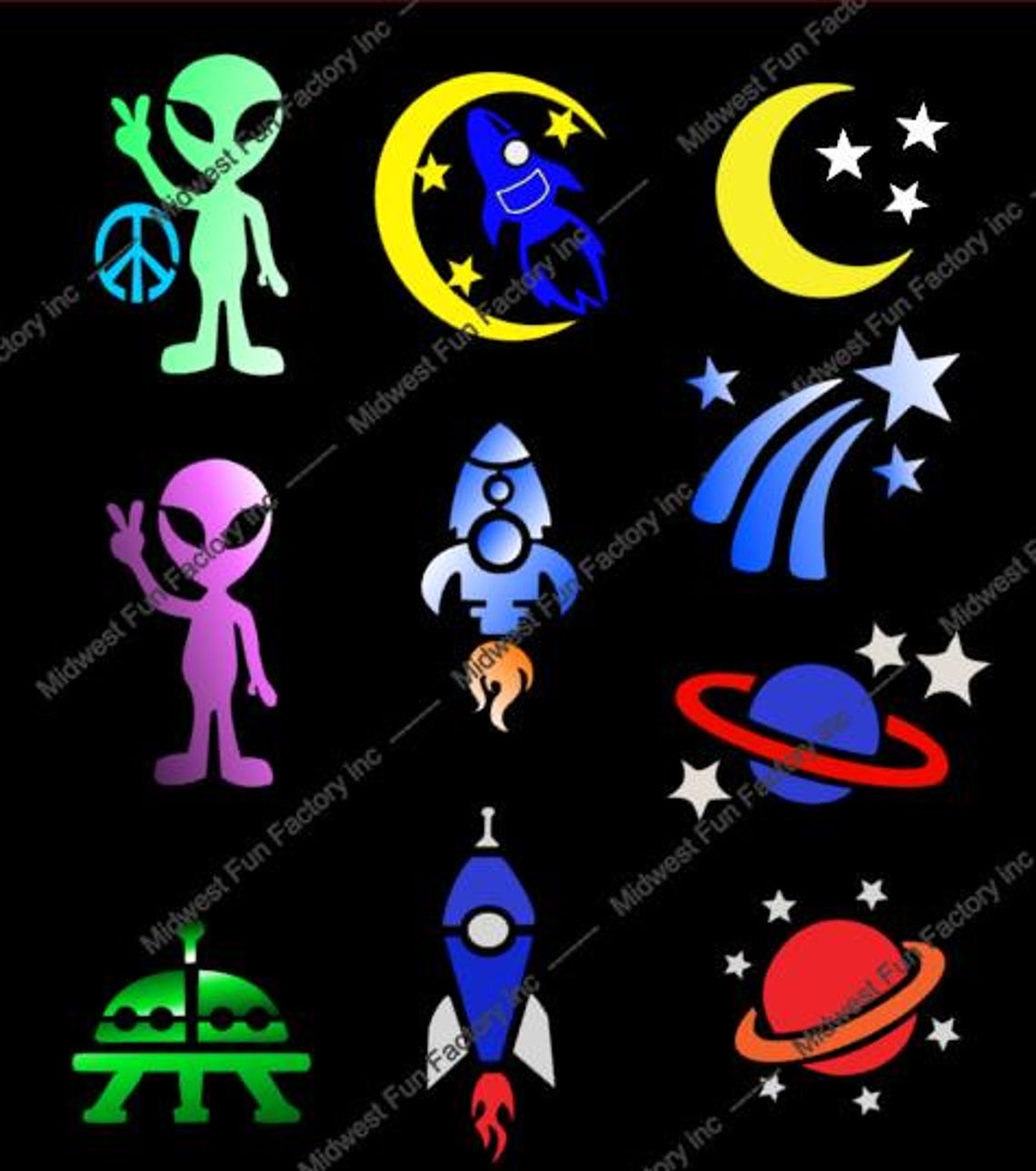Glitter Tattoo SVG Stencil File Space Alien Moon Stars Planet Favorite ...