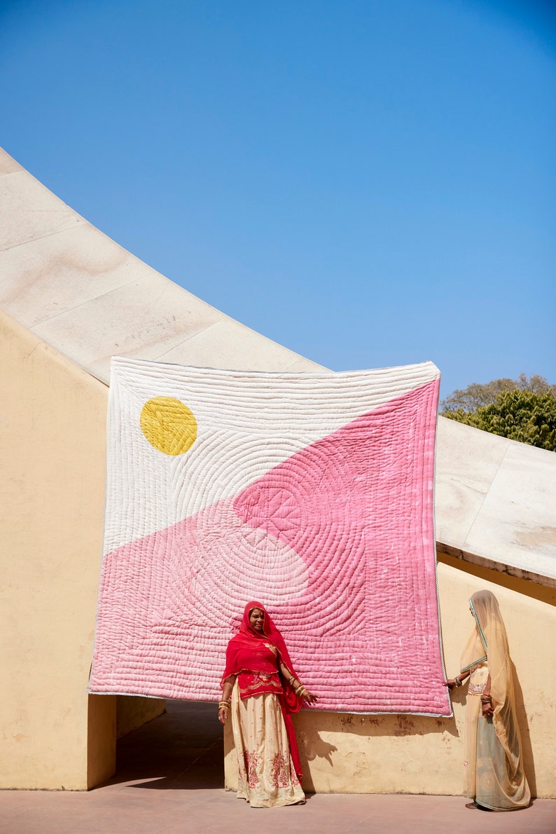 Hand Block Printed Quilt: Reversible Cotton Bedspread, Available in ...