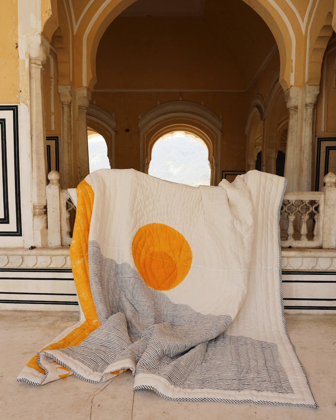 Hand-block Print Cotton Quilt: Reversible Sun/moon Kantha Bedspread - Etsy