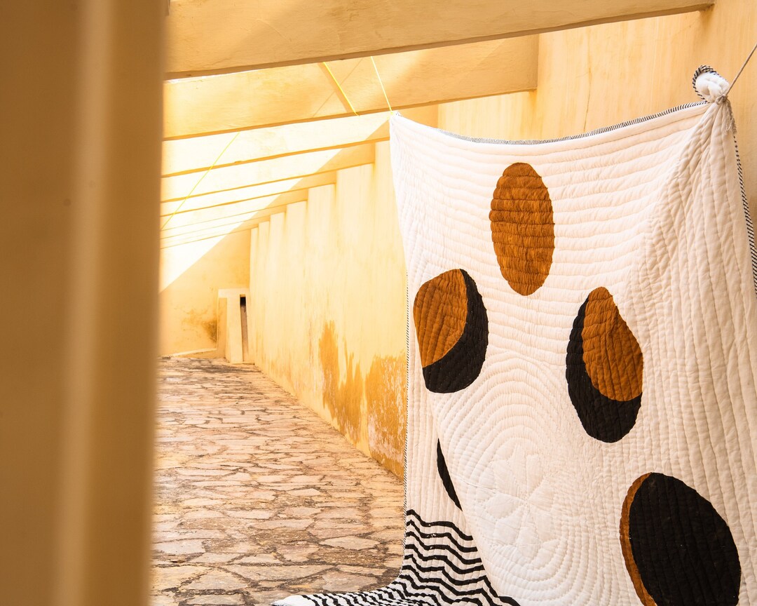 Reversible Twin Quilt, Lunar Moon Phase Design, Boho Cotton Comforter ...