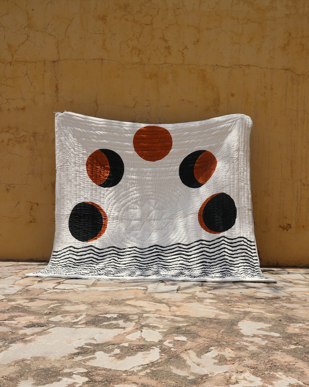 Reversible Twin Quilt: Lunar Moon Phase, Hand Block Print Cotton ...