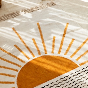 Handmade Rising Sun Rug: 4x6 Block Printed Cotton Dhurrie - Etsy