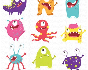 Monster clipart monsters clip art whimsical cute aliens