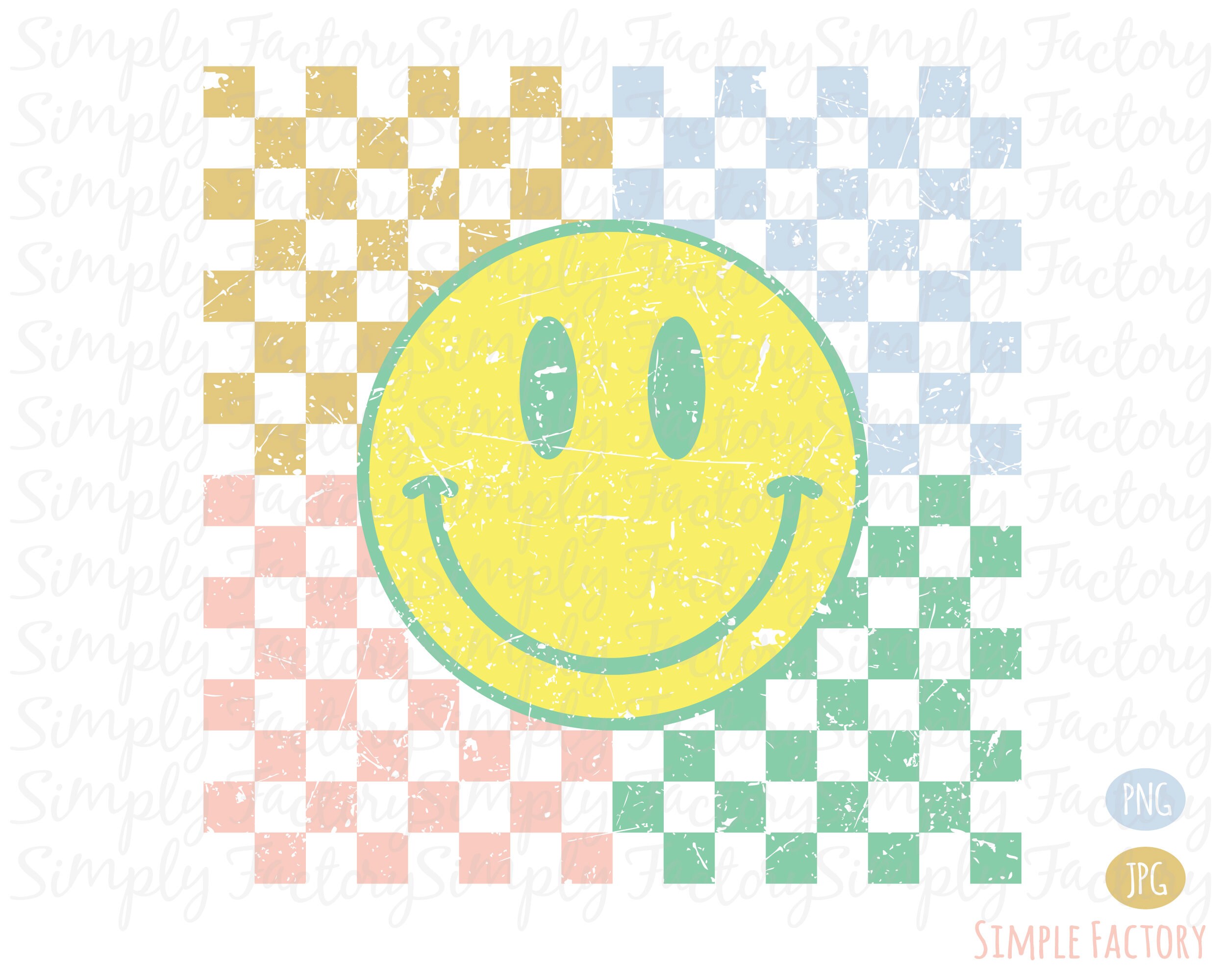 Vintage Colorful Checkered Smiley Face Png Smiley Face Png - Etsy