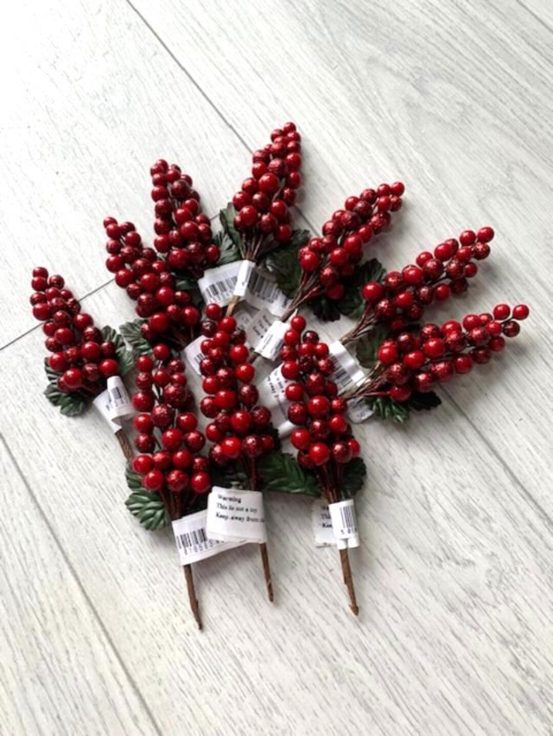 10 Christmas Picks Red Berries - Etsy UK
