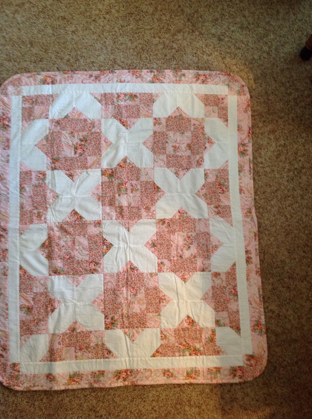 Pink and White Baby Quilt - Etsy