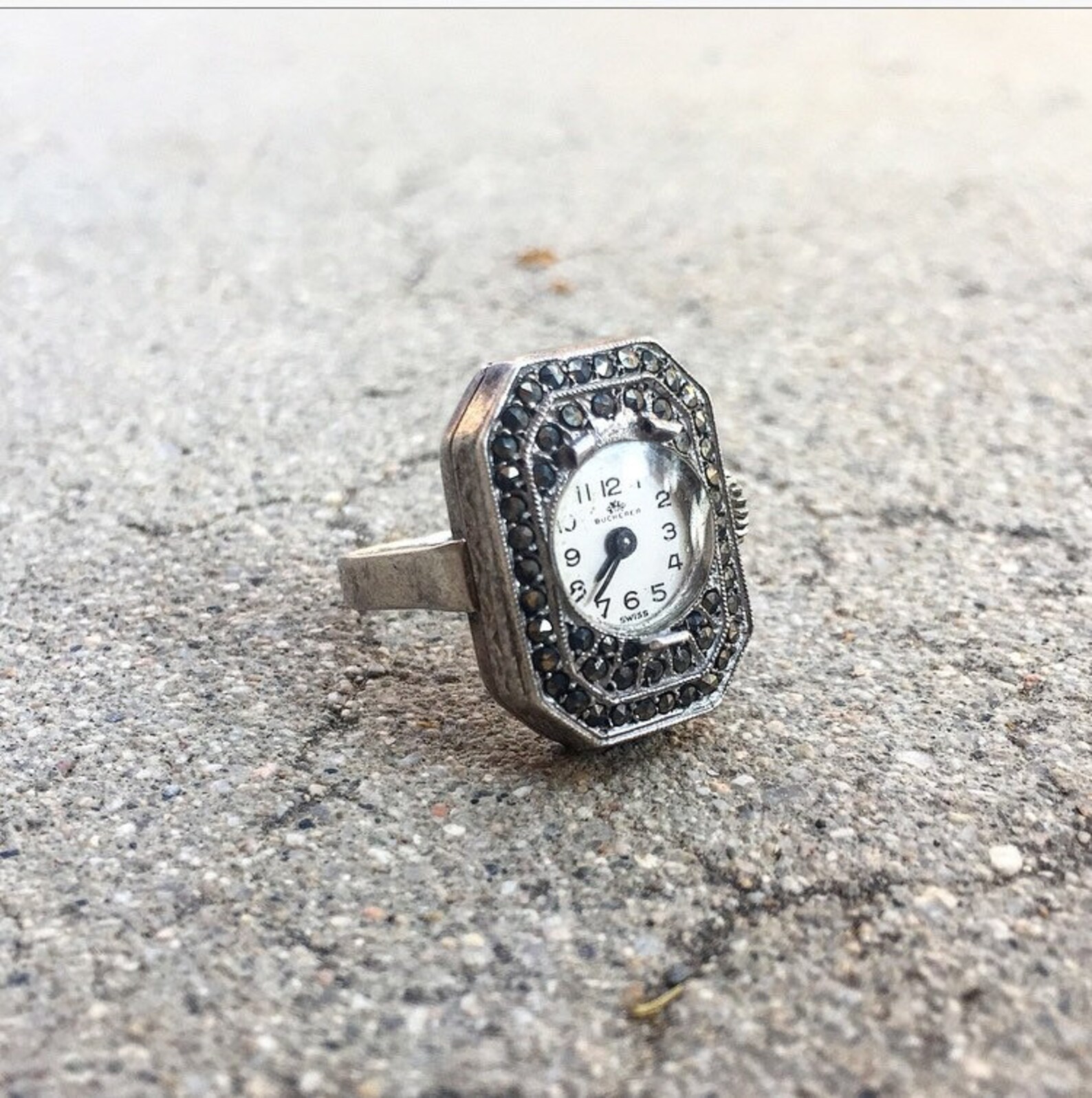 Rare 1920s Sterling Art Deco Antique Clock Ring With - Etsy