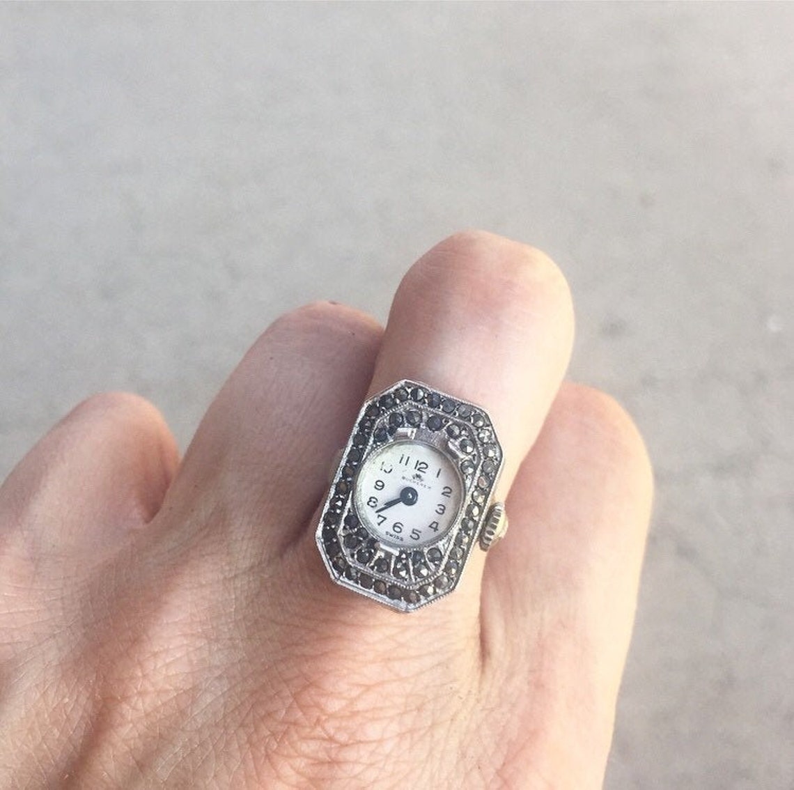 Rare 1920s Sterling Art Deco Antique Clock Ring With - Etsy