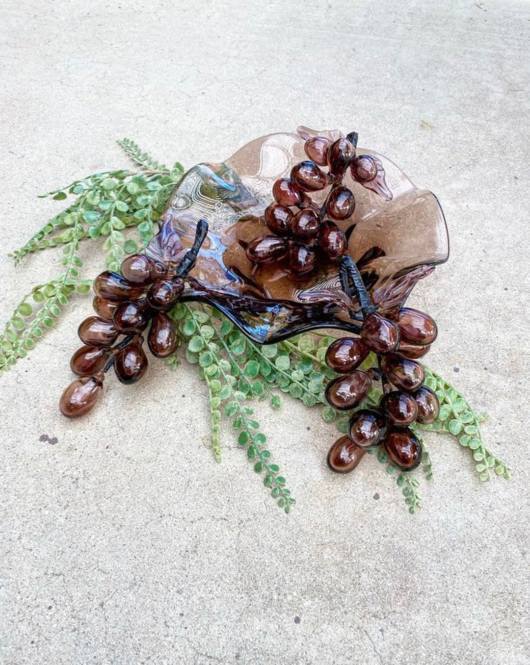Mid Century Italian Glass Grapes Table Centerpiece Dark Eggplant - Etsy