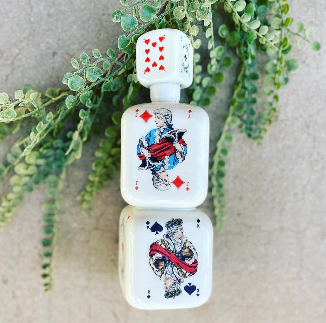1950s Italian Playing Cards Milk Glass Decanter / Deck of Cards ...