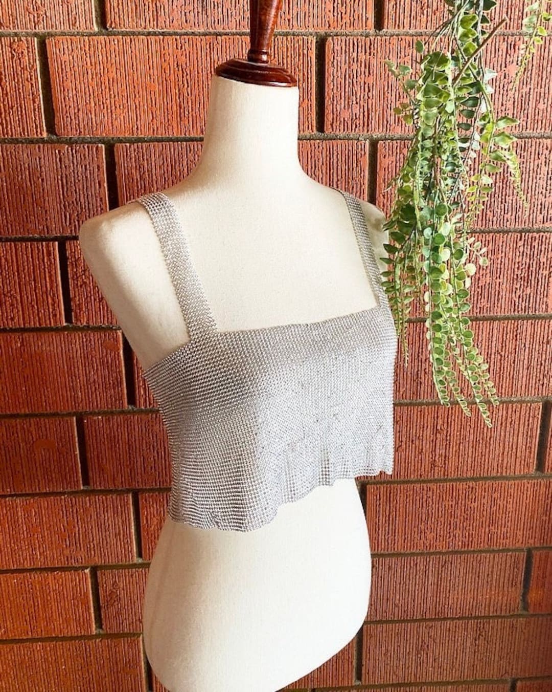 Y2K Metal Mesh Rhinestone Crop Top / US W Size Small - Etsy
