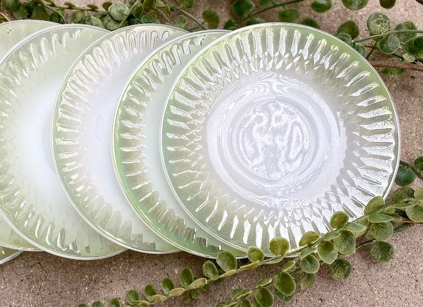Rare 1950s 9 Piece Federal Glass Greenbrier Moon Glow | Etsy