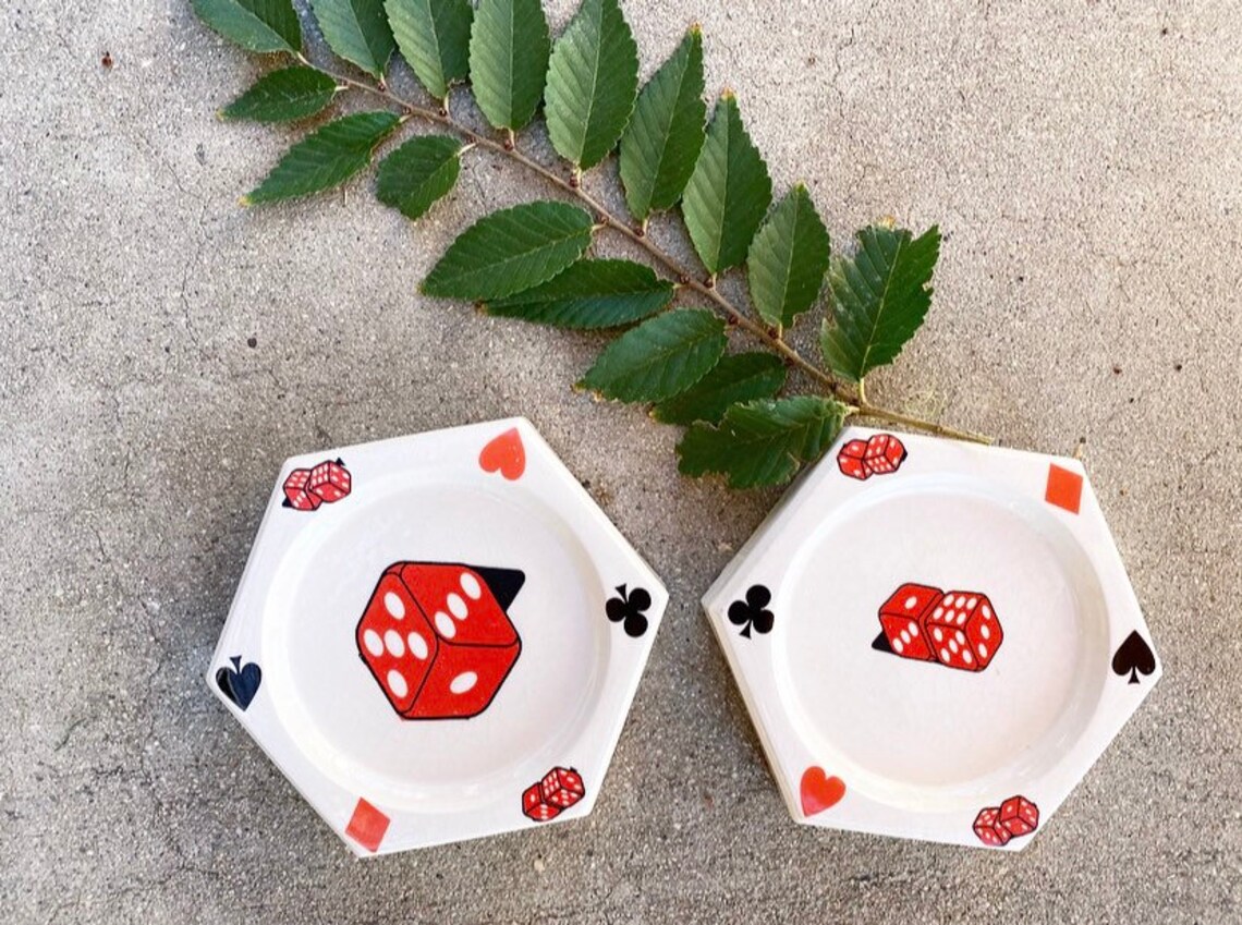 Vintage Poker Table Coasters / Playing Cards Coasters / Dice | Etsy