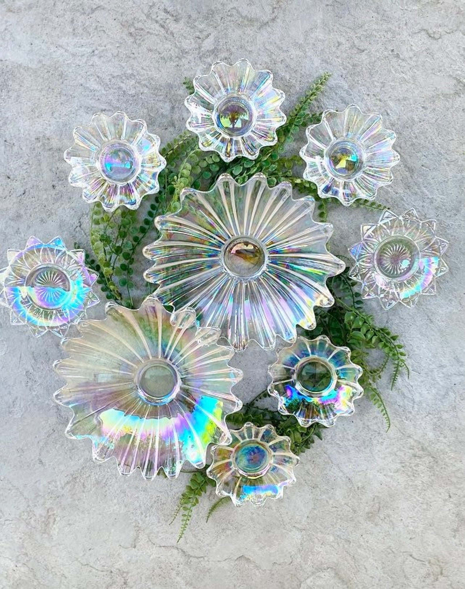 Mid Century Carnival Glass Iridescent Candy Dish Set / Bowls - Etsy
