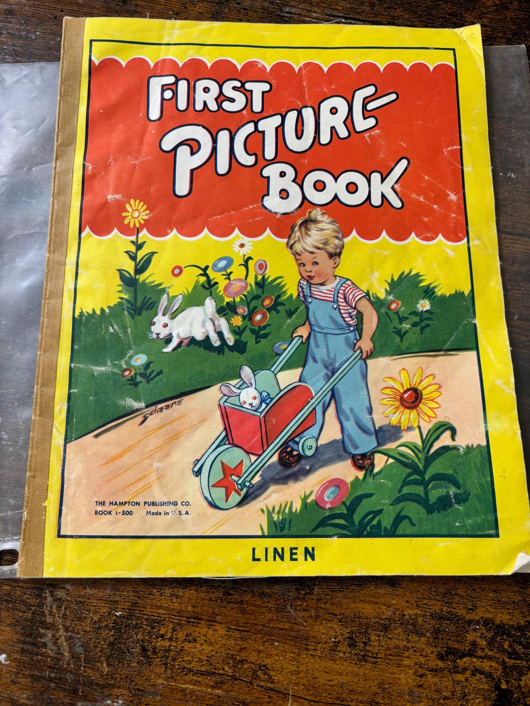 First Picture Book- Vintage 1940's-dated 1945- Linen Book- Hampton ...