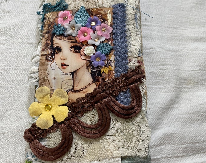 Handmade Junk Journal- Small Triple Fold Journal- Soft Covered Journal ...