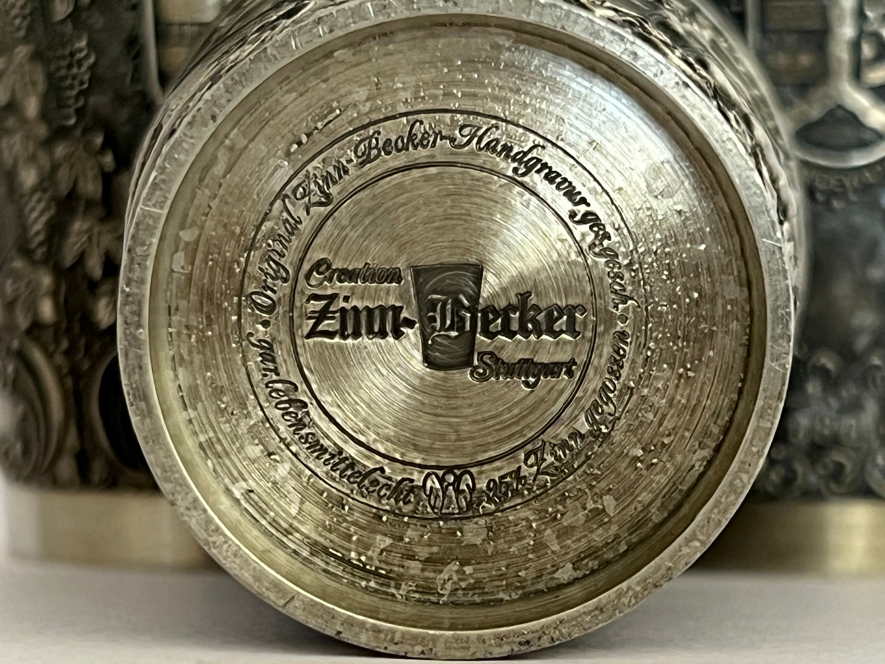 Antique Zinn-becker Embossed Pewter Cups, Three Collectible German Tin ...