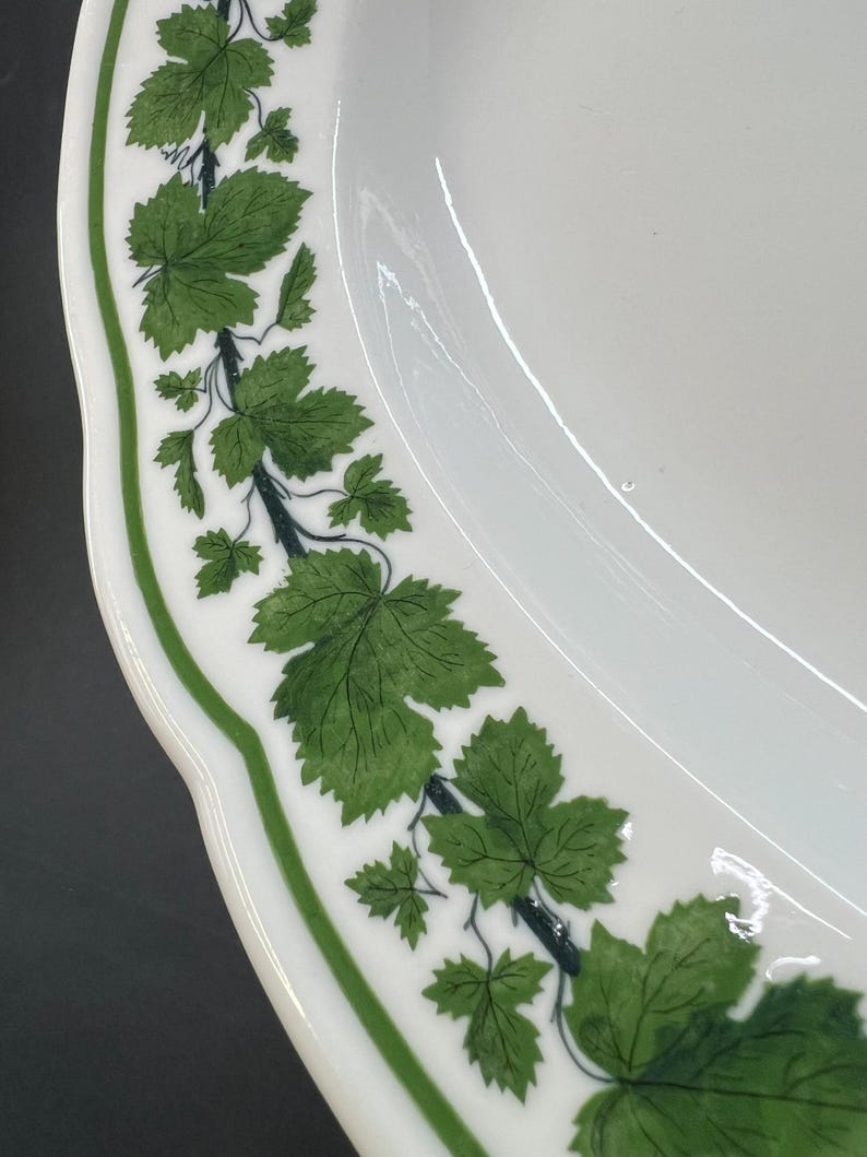 Meissen Green Ivy Large Platters & Cake Plate, Hand Painted Vine Design ...
