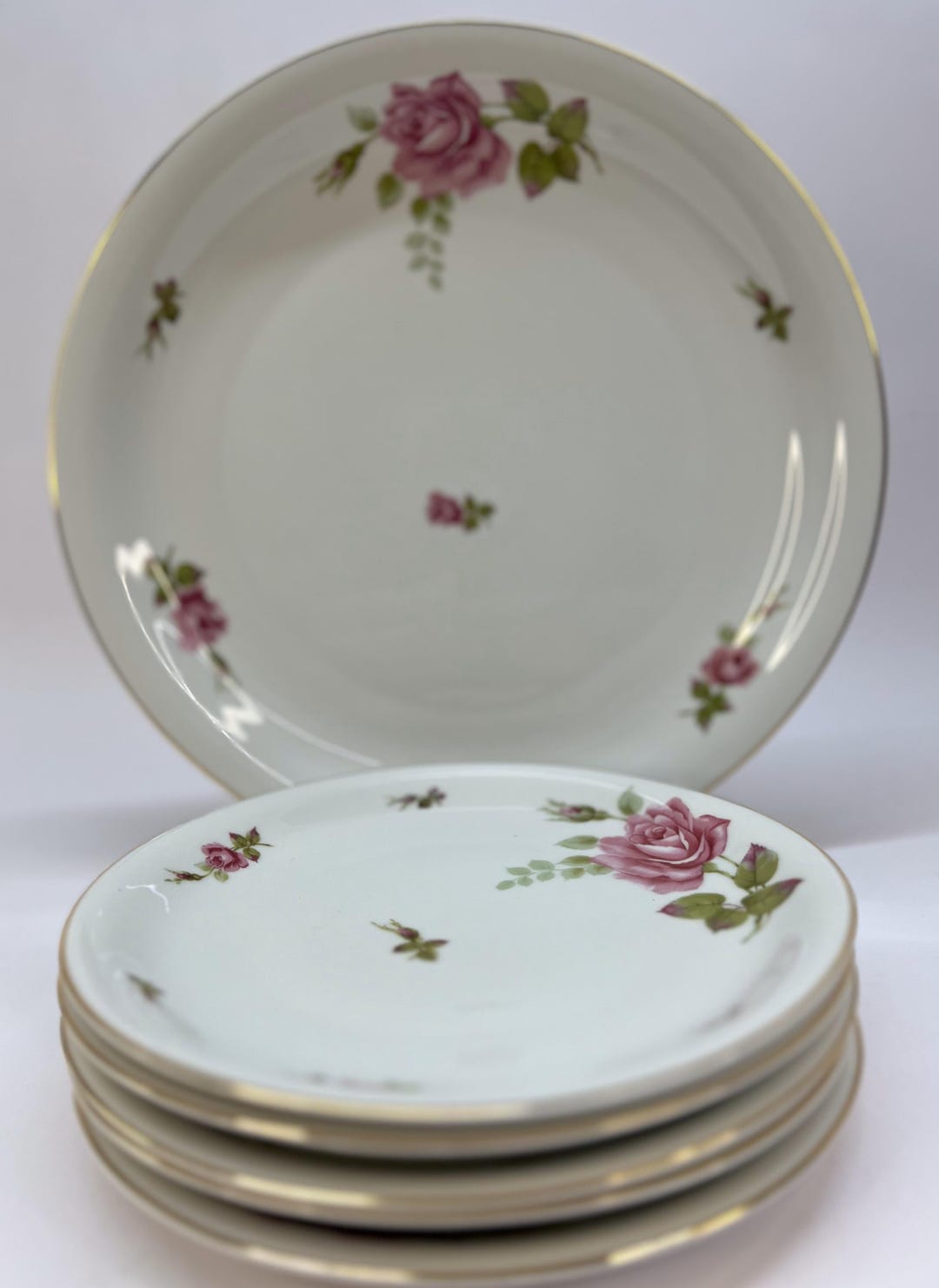 Rosenthal Rose Porcelain Dinnerware Set With Gilded Edges, Large ...