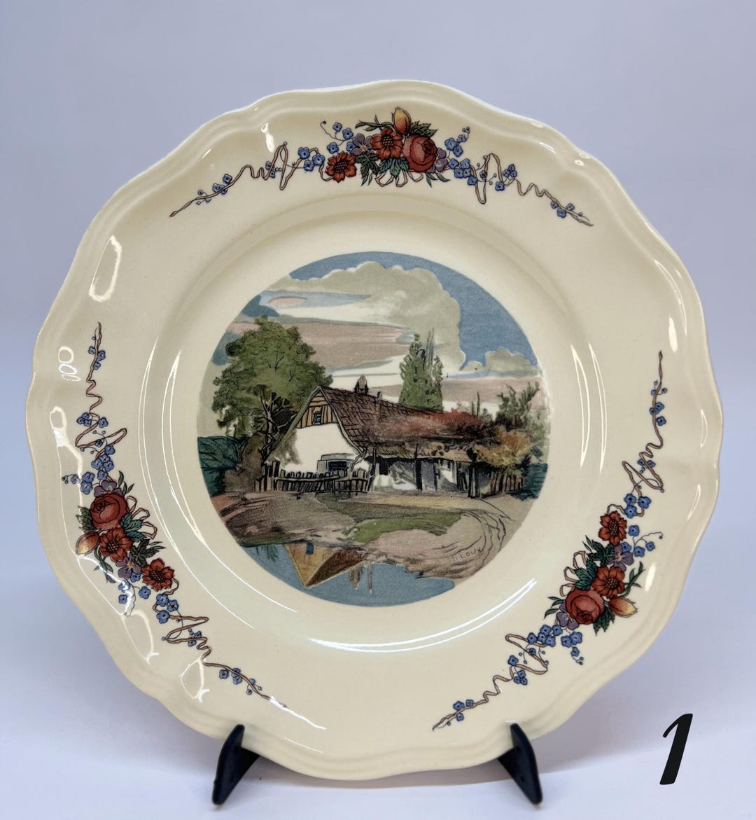 Round Dishes of the "obernai" Faience Series, From the Sarreguemines ...