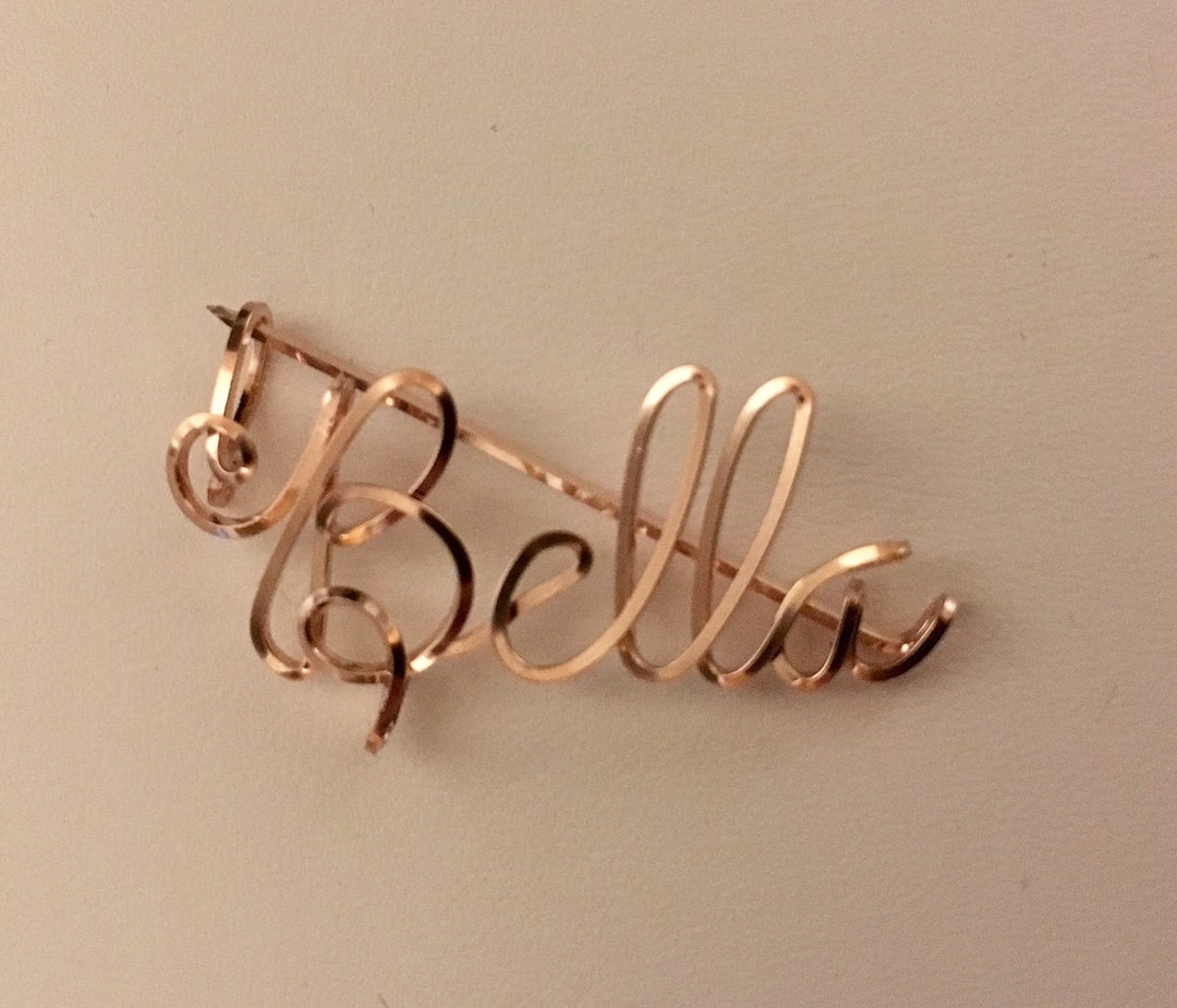 Wire Name Pin • 14K Rose Gold Fill Name Jewelry • Personalized Name Pin ...