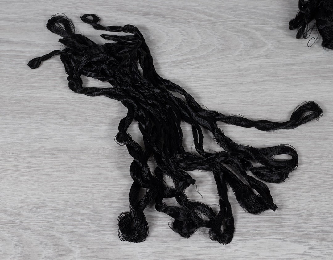 Viscose Thread Black 1.76oz (50g) for Felting, Nuno Felting, Spinning ...