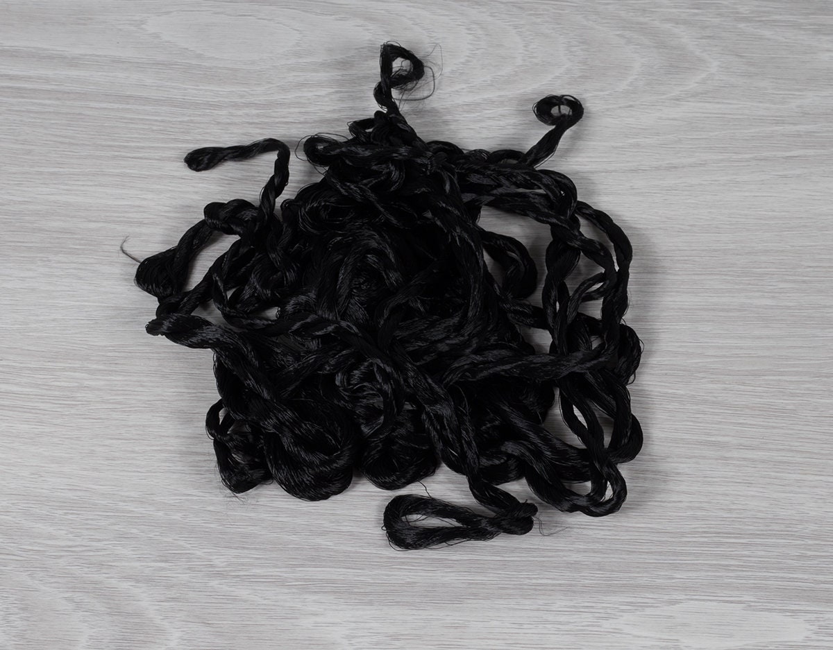 Viscose Thread Black 1.76oz (50g) for Felting, Nuno Felting, Spinning ...