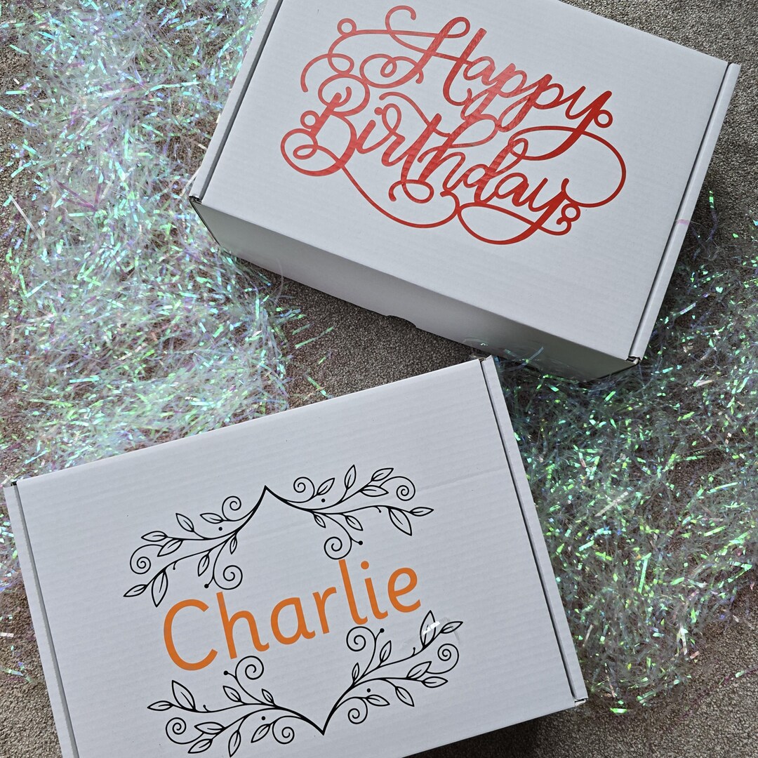Personalized Gift Box Cardboard Box With Name Wedding Memory Box White ...