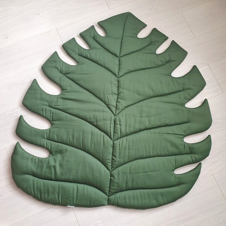 Large Monstera Shaped Rug Monstera Leaf Mat Cotton Area Rug | Etsy