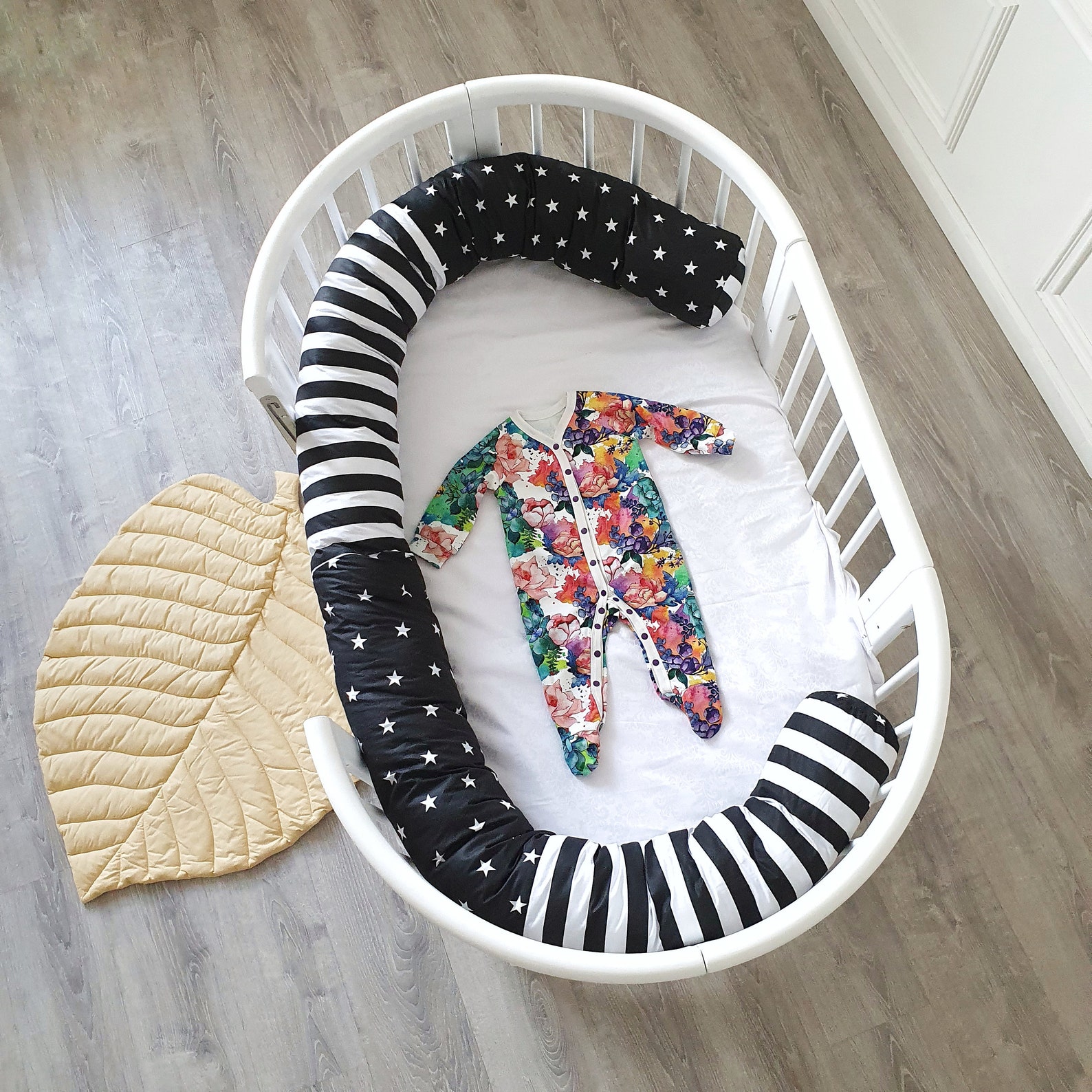 Yellow Leaf Play Mat Jungle Nursery Decoration Cotton Carpet Tropical ...