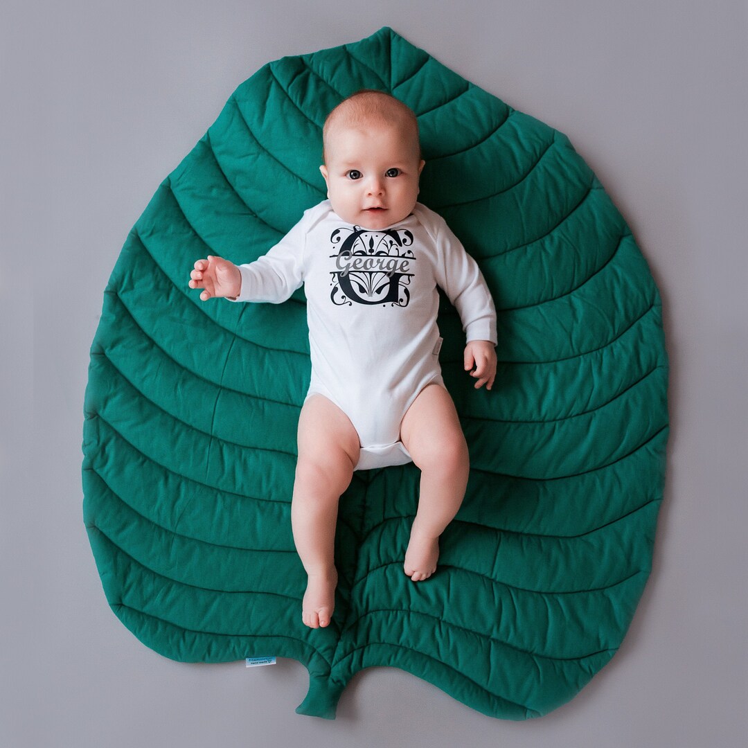 Green Leaf Baby Play Mat Cotton Tripocal Leaf Rug Bedside Nursery ...
