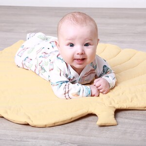 Yellow Leaf Play Mat Jungle Nursery Decoration Cotton Carpet | Etsy