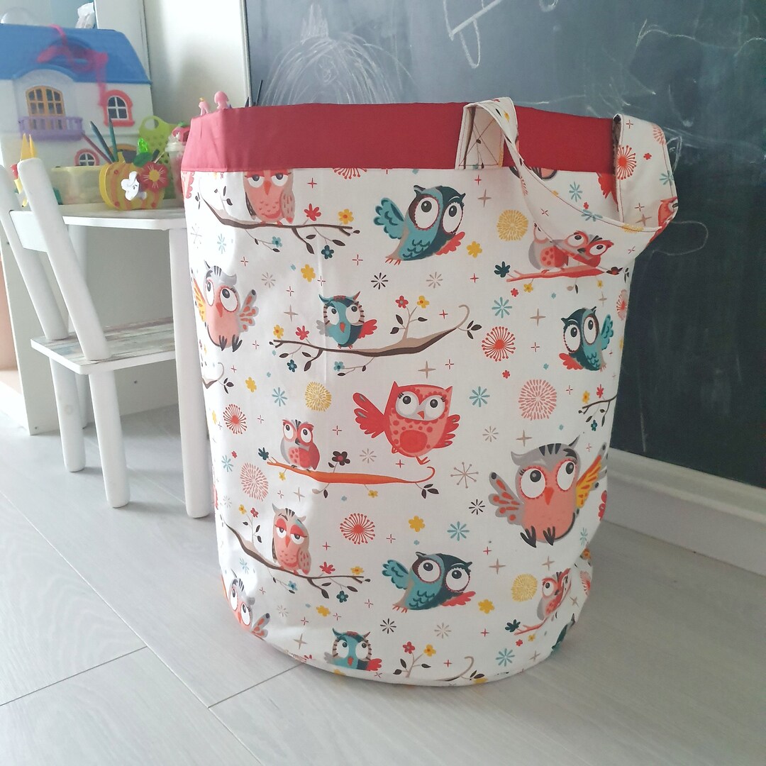 Little Owls Print Storage Bin Toy Storage Birds Print Hamper Nursery ...