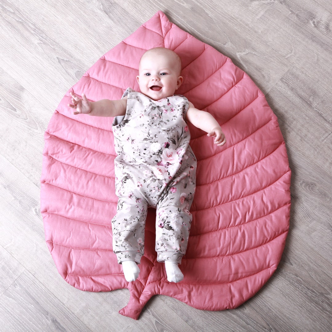 Pink Cotton Leaf Play Mat Soft Carpet Leaf Activity Mat for Girl Jungle ...