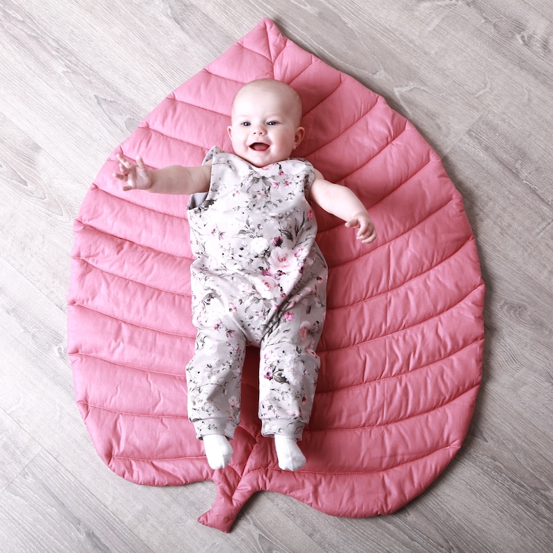 Pink Cotton Leaf Play Mat Soft Carpet Leaf Activity Mat for - Etsy