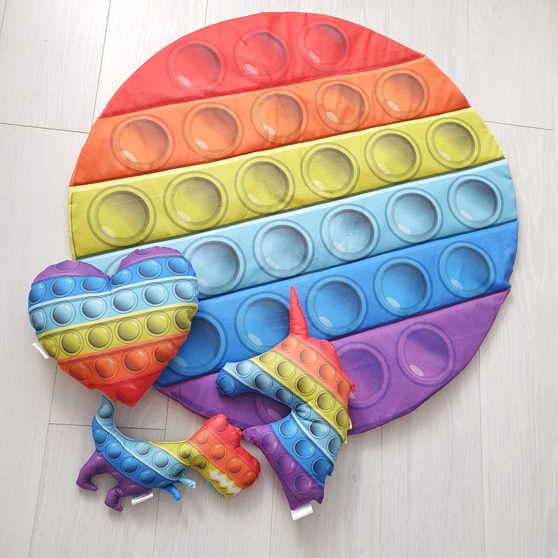 Pop It style baby play mat Dino shape pillow Unicorn shape | Etsy