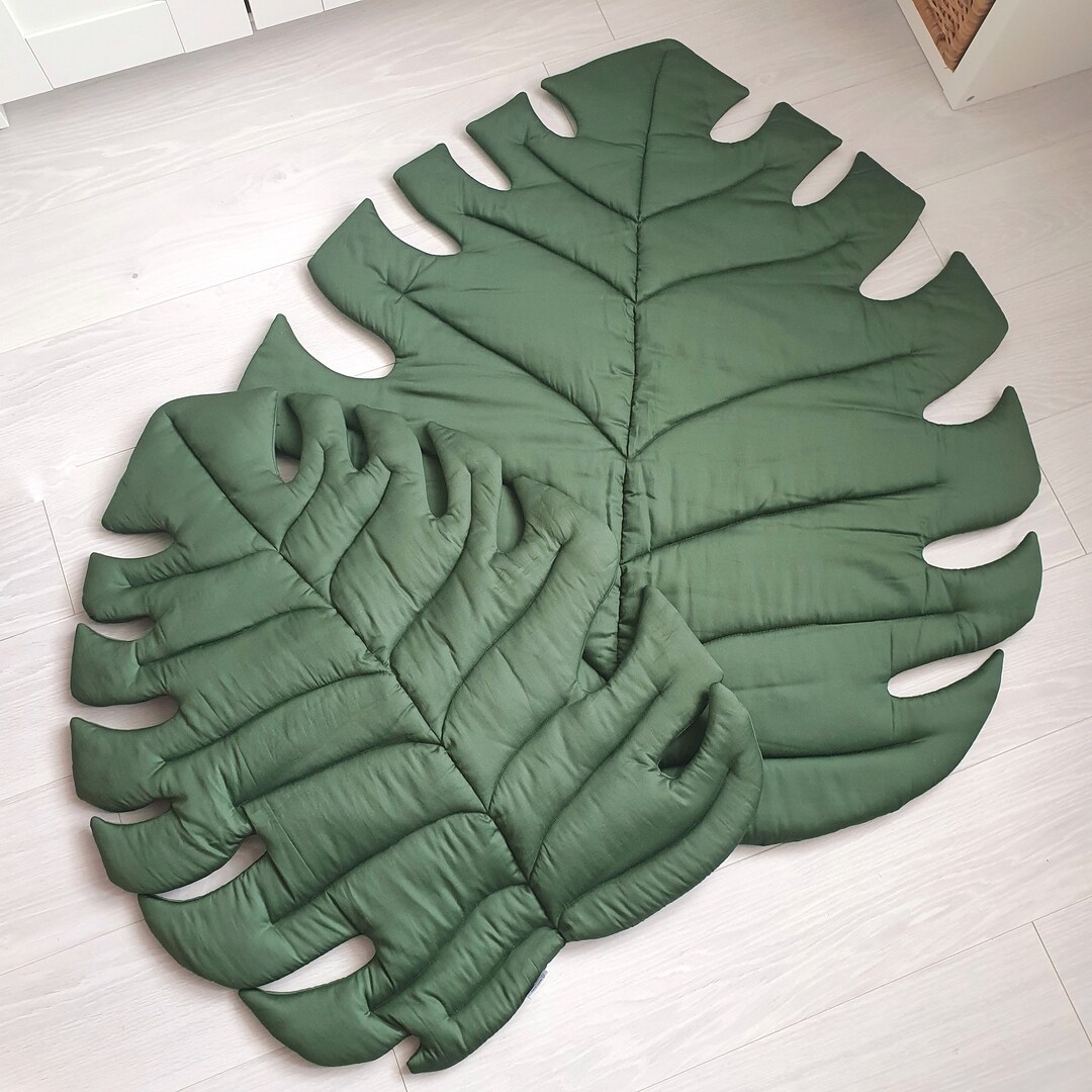 Set of 2 Monstera Shaped Rugs Monstera Leaf Play Mat Tropical Living ...