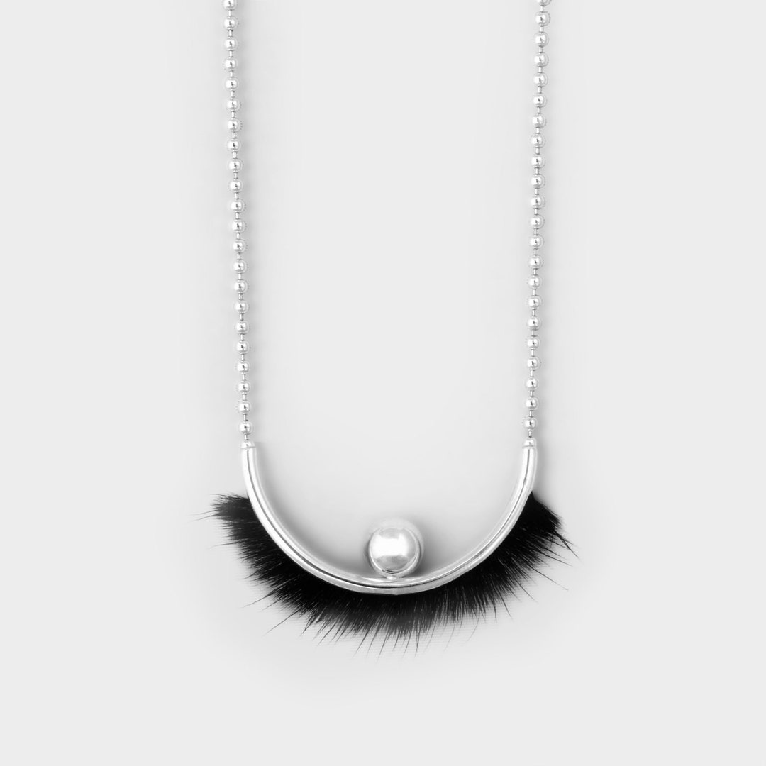 Silver Furry Eye Pendant Reclaimed Fur Necklace - Etsy New Zealand