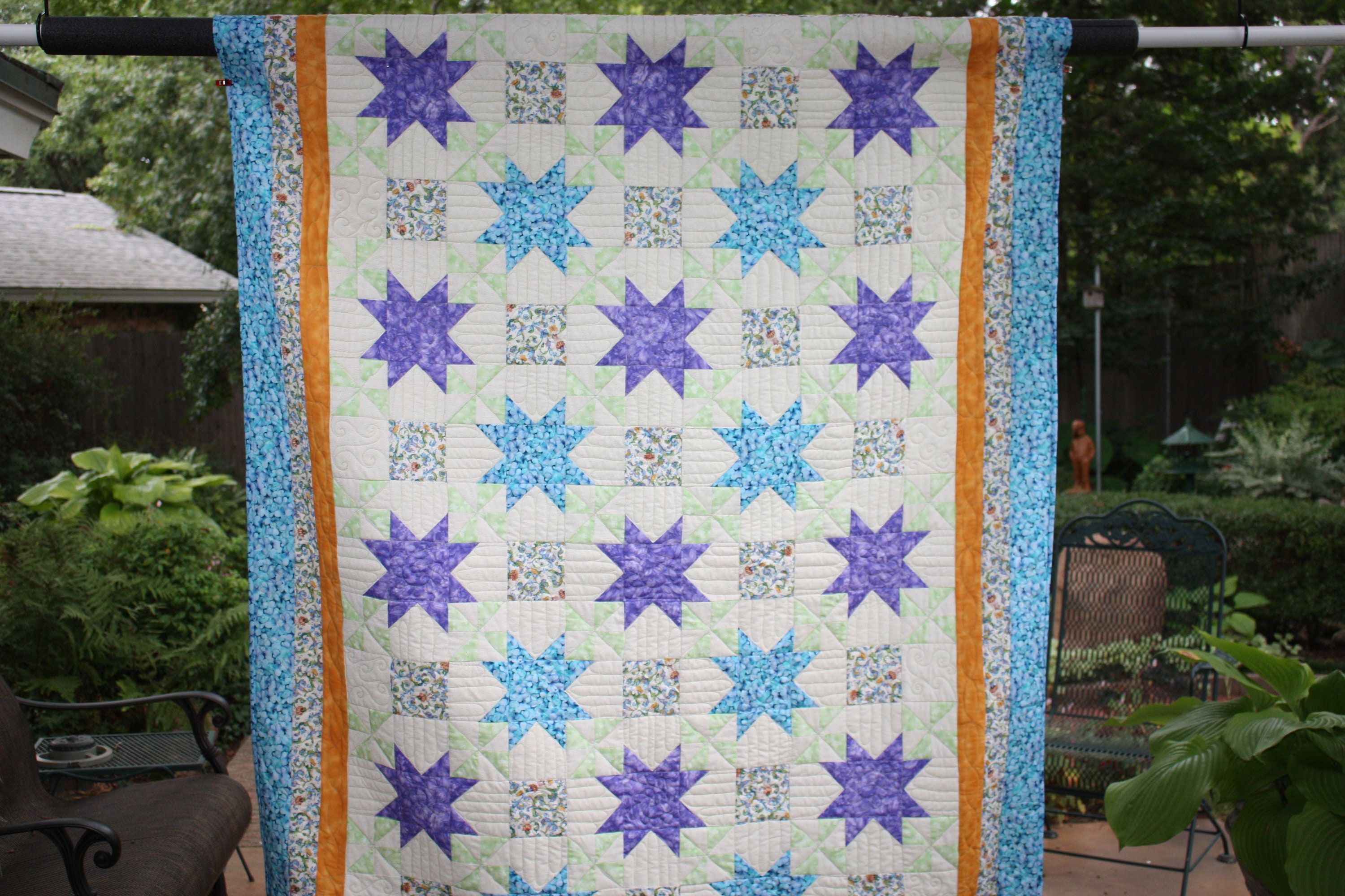 Twin Quilt Purple and Teal Star Quilt Quilted Twin Blanket - Etsy