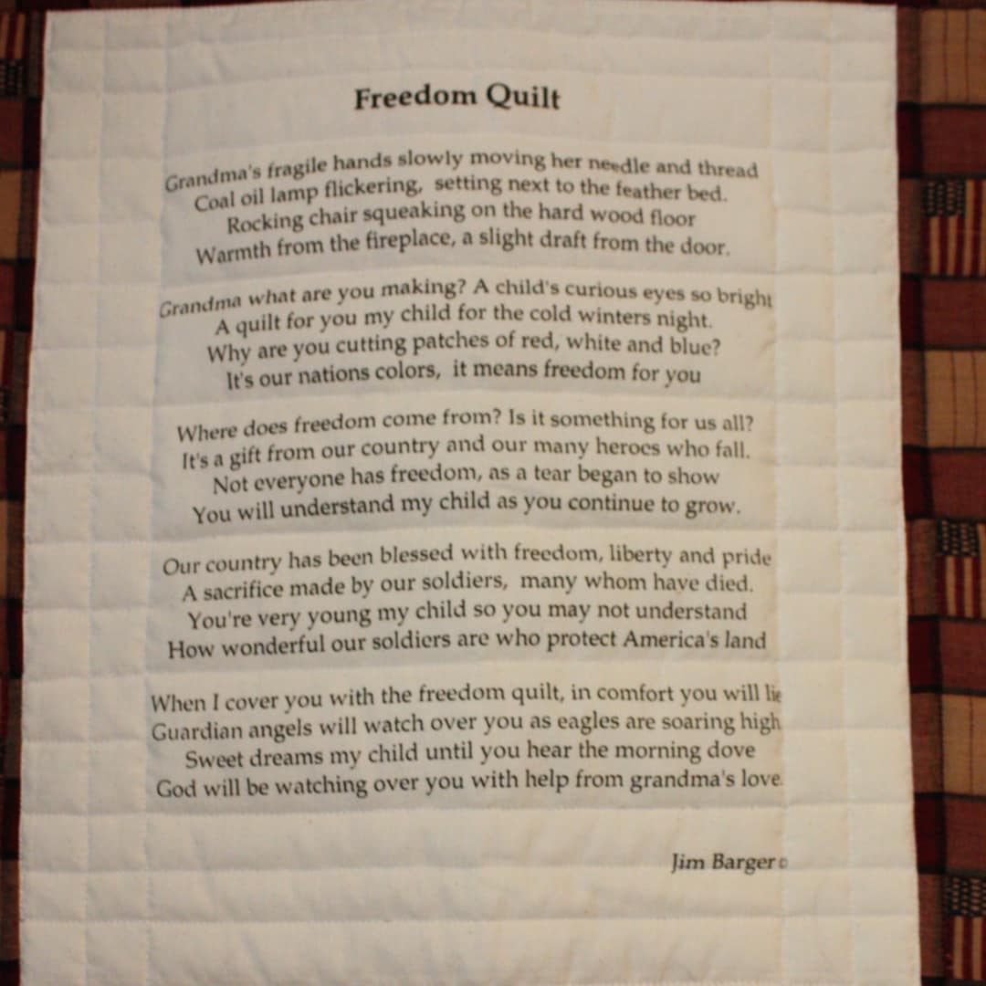 Freedom Quilt Poem Quilt Blocks Screen Printed on Muslin, Poem Block - Etsy