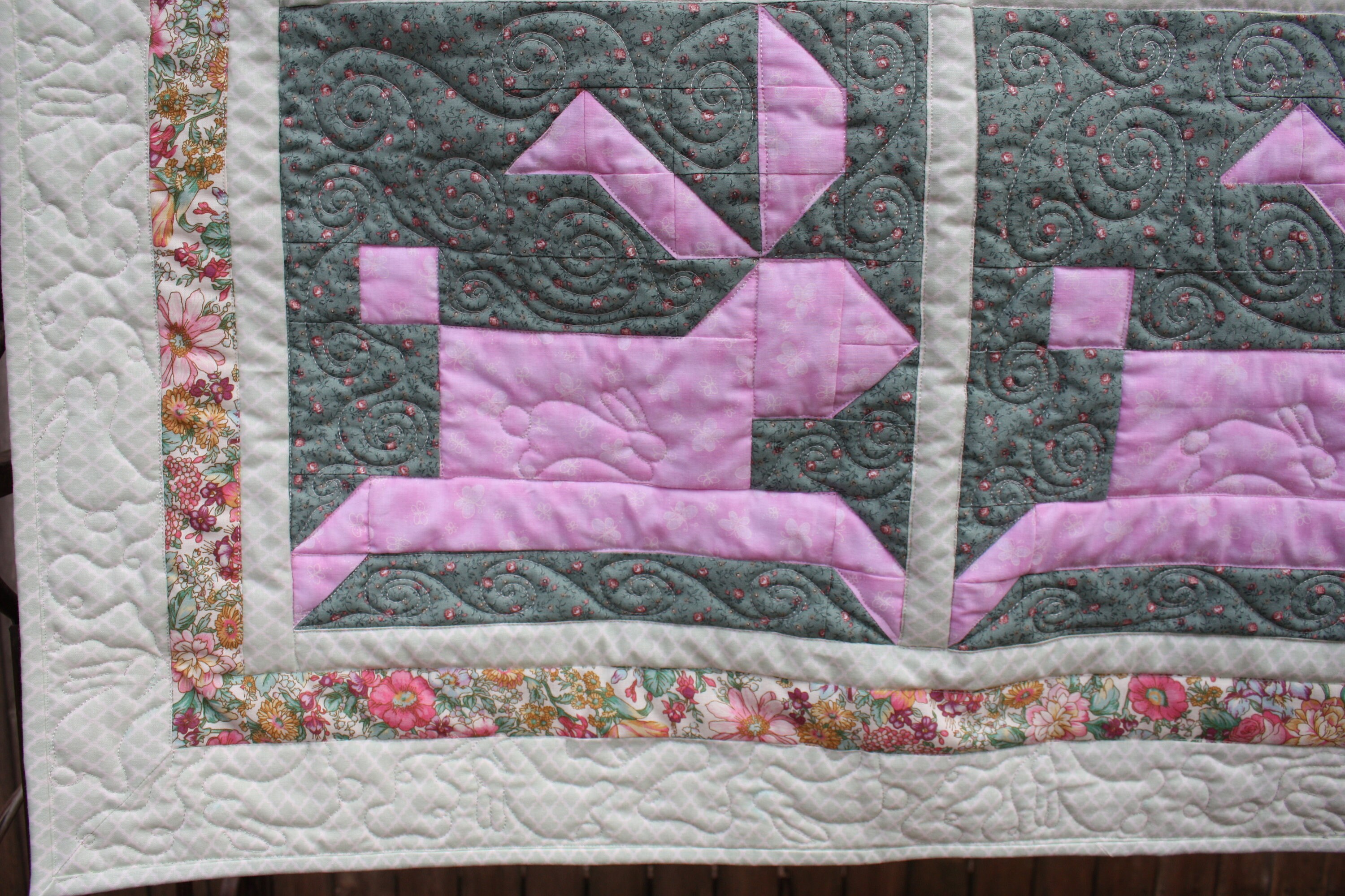 Quilted Bunny 46 Wall Hanging, Homemade Quilted Bunnies, Easter Quilt ...