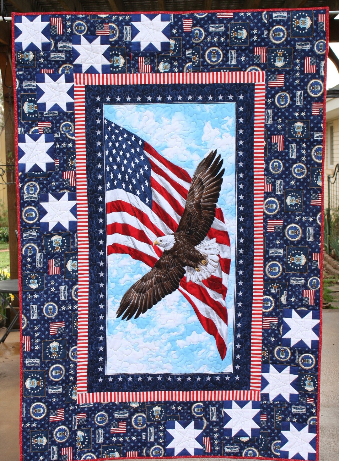 Quilted Air Force Flag Wall Hanging, Handmade Quilted Flag Wall Hanging ...