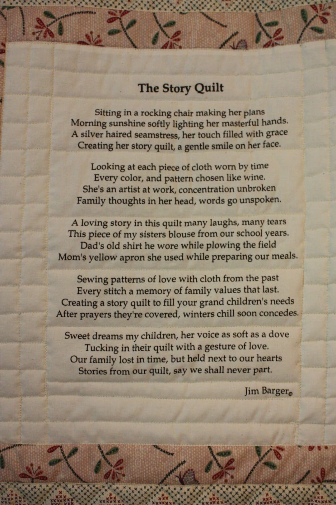 The Story Quilt Quilt Block Printed on Muslin Poem - Etsy