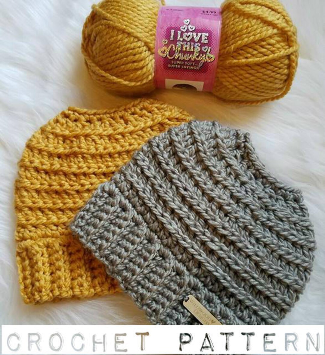 PATTERN ONLY, the Honey Bun Hat, Crochet Pattern, Messy Bun Hat ...