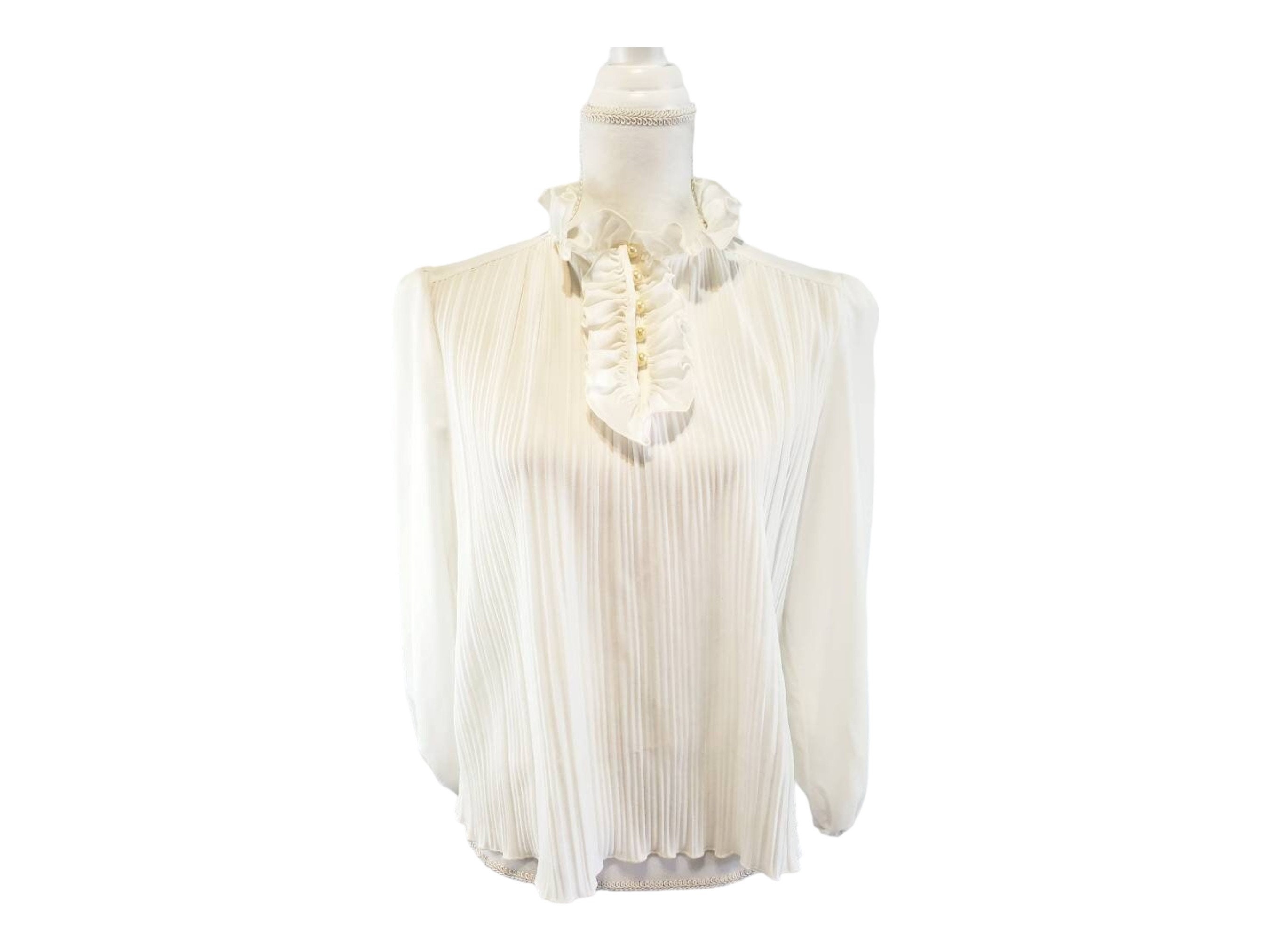 Vintage Sheer Ivory Ruffle Turtle Neck Victorian Blouse - Etsy