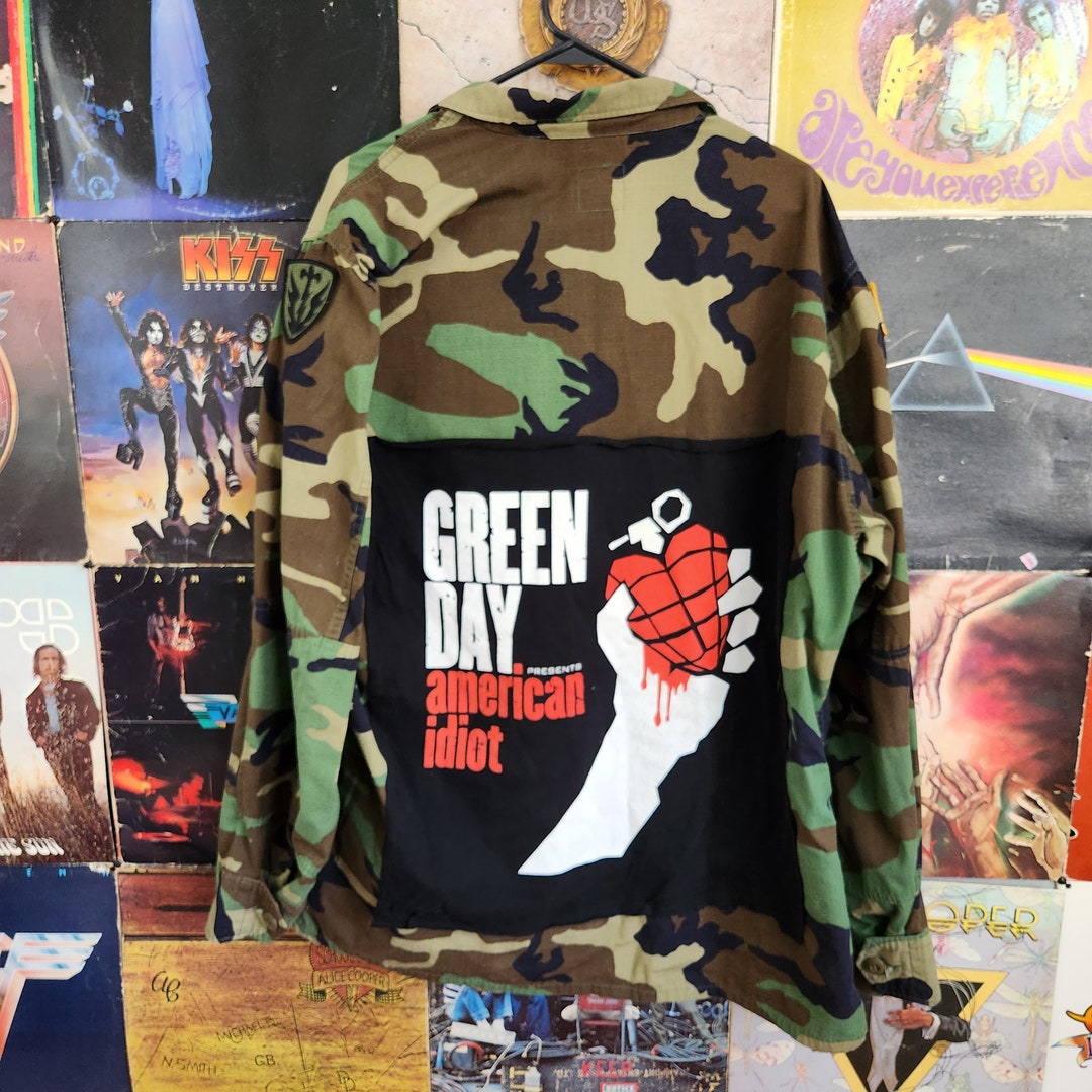 Reworked Camo Rock Band T Shirt Jacket XL - Etsy