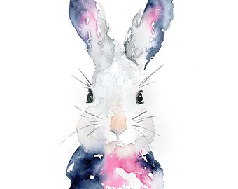 Blue Bunny Art | Etsy