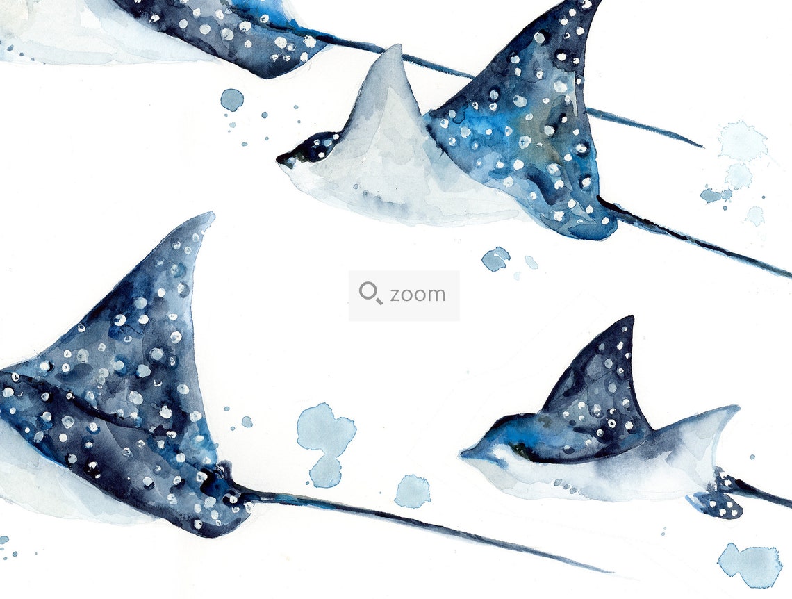 Eagle Rays Watercolor Art Print : Ocean Wildlife Art Print / - Etsy